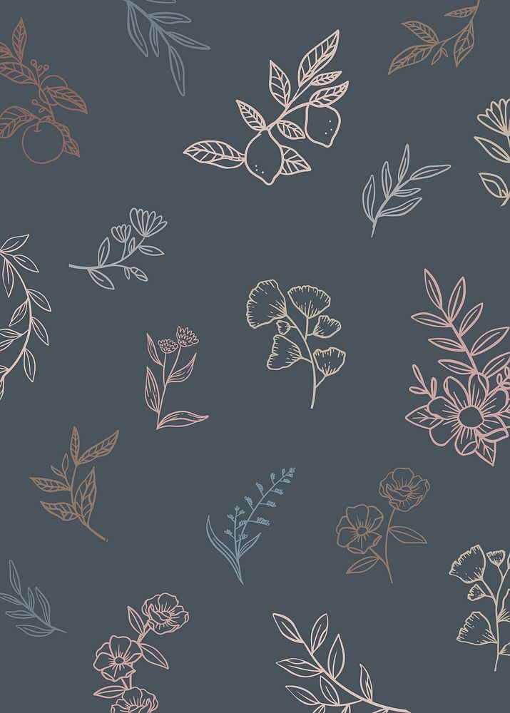 Botanical pattern background vector | Premium Vector - rawpixel