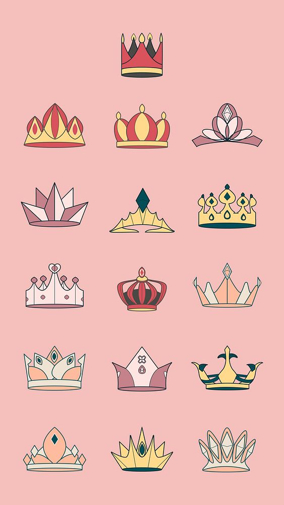 Colorful luxurious crowns vector collection | Premium Vector - rawpixel