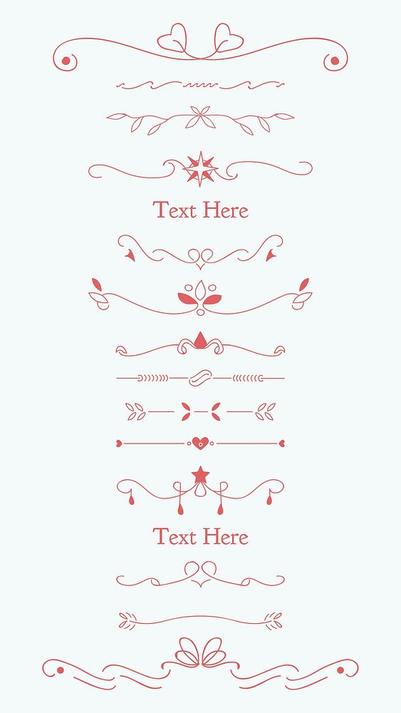 Red feminine ornamental dividers vector | Premium Vector - rawpixel