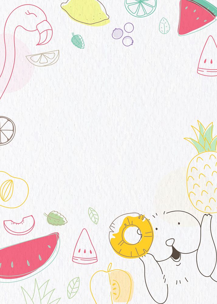 Summertime fruit doodle frame vector | Premium Vector - rawpixel