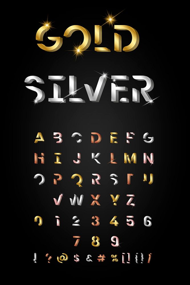 English alphabet shiny typography vector | Premium Vector - rawpixel