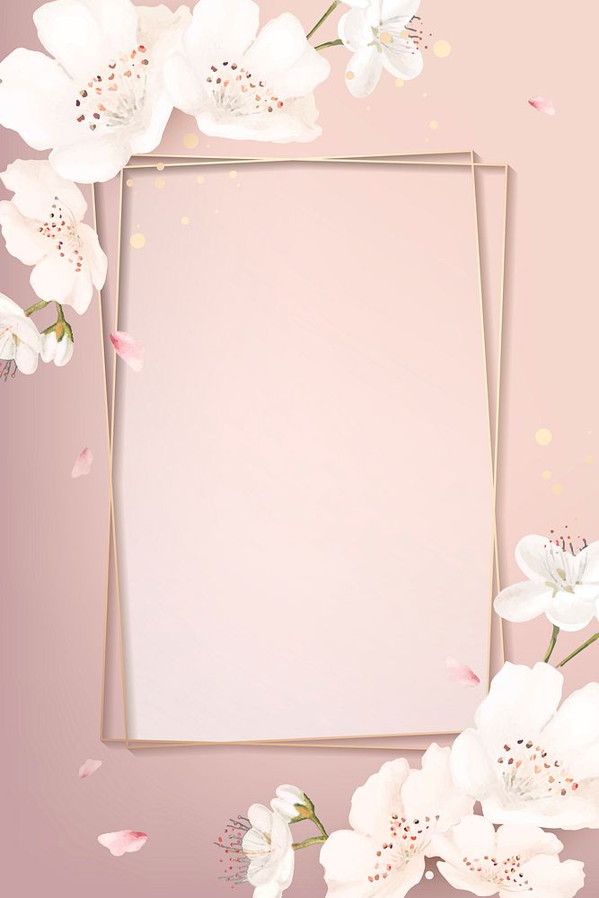 Rectangle cherry blossom frame vector | Premium Vector - rawpixel
