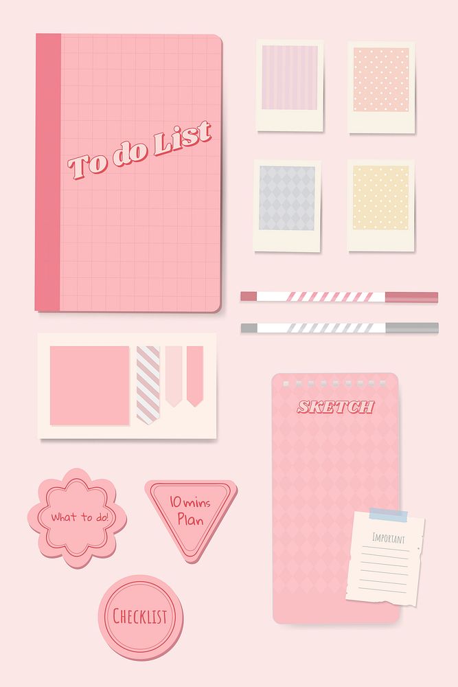Pink stationery planner set vector | Premium Vector - rawpixel