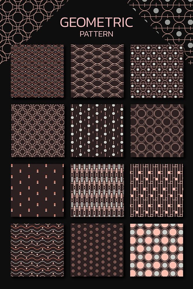 Seamless geometric pattern vector set | Premium Vector - rawpixel