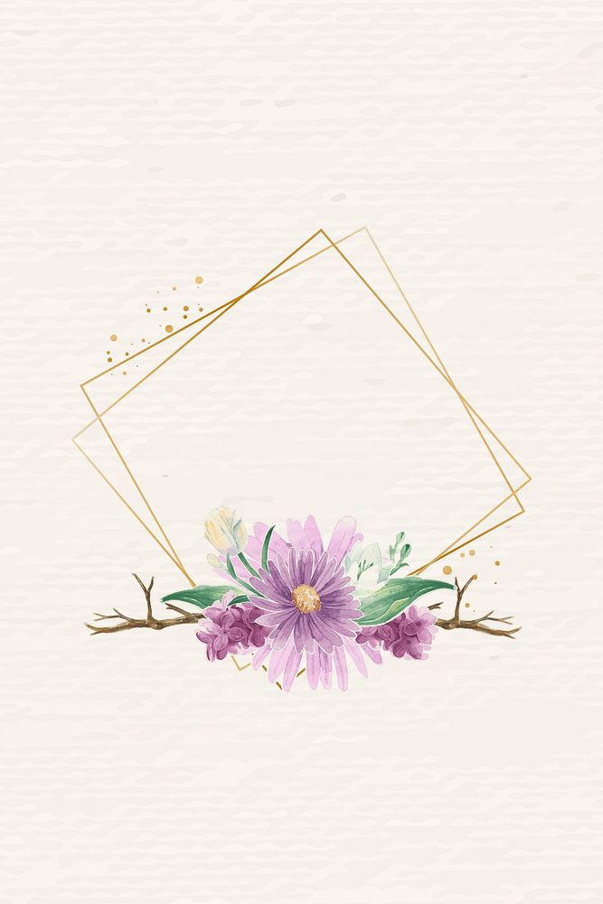 Rhombus gold flower frame vector | Premium Vector - rawpixel