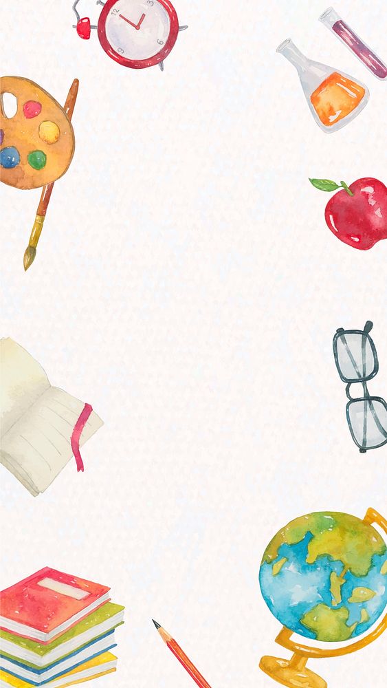 Education frame classroom essentials watercolor | Free Photo - rawpixel