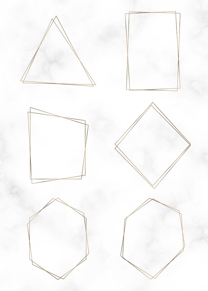 Golden polygon frame vector set | Premium Vector - rawpixel