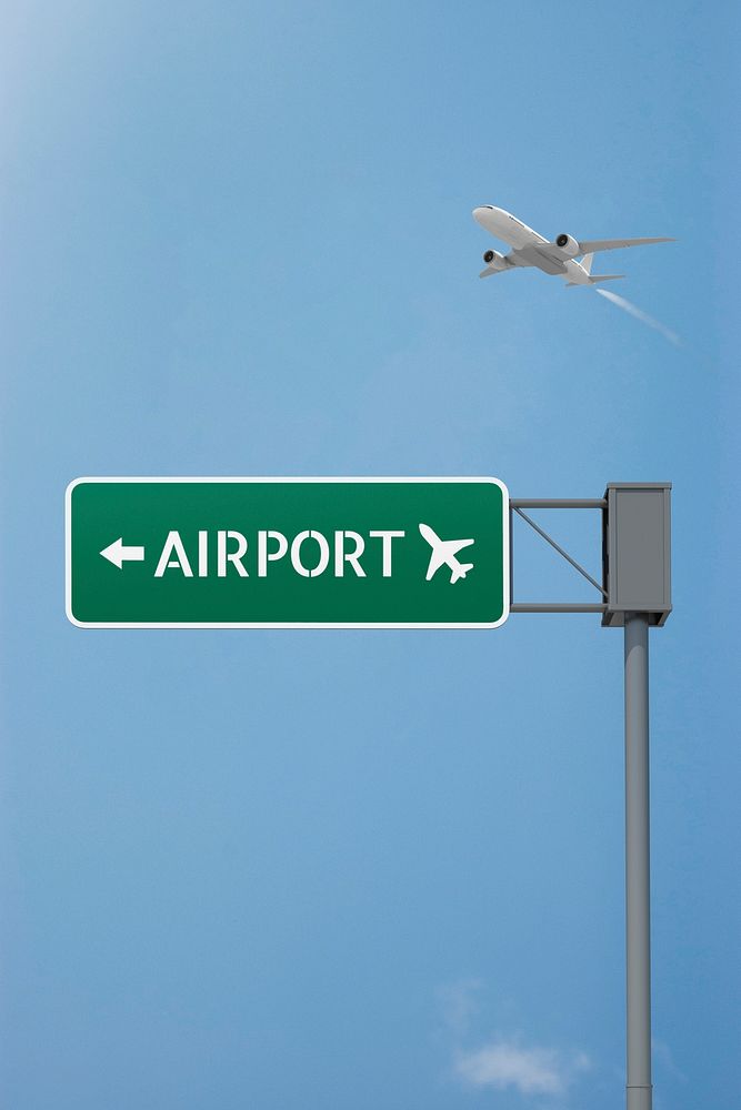 Airport sign mockup, 3D rendering, | Premium PSD Mockup - rawpixel