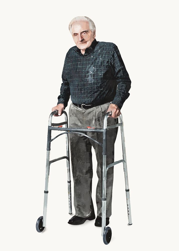 Senior man using zimmer frame, | Premium Vector Illustration - rawpixel