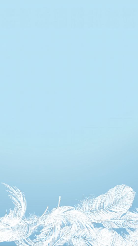 Blue phone wallpaper, white feathers | Premium Photo - rawpixel