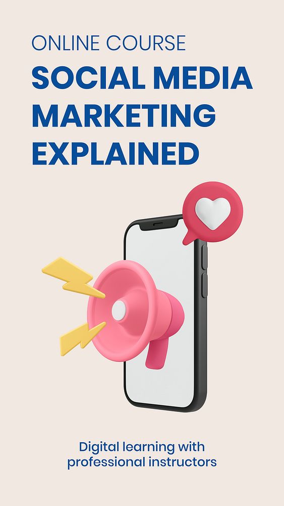 Online marketing course template, 3D | Free Vector Template - rawpixel