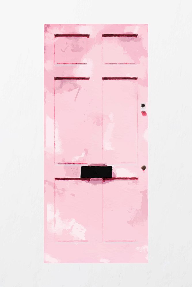 Pink watercolor door, home entrance | Premium Vector Illustration ...