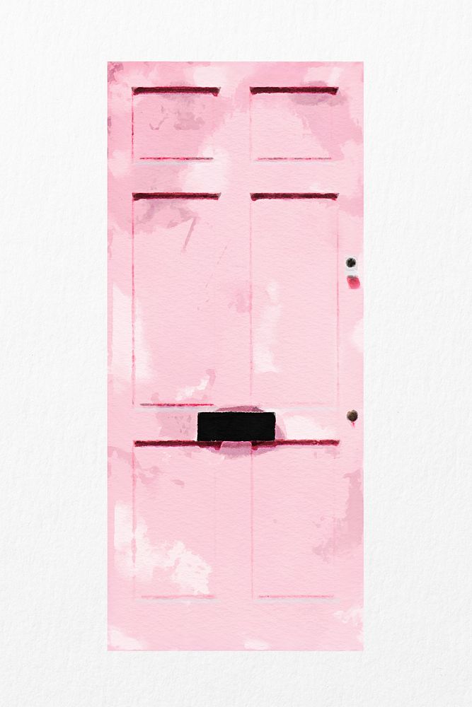 Pink panel door, watercolor illustration | Free Photo Illustration ...