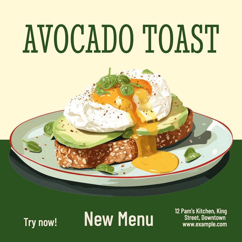 Toast Instagram post template, editable | Premium Editable Template ...