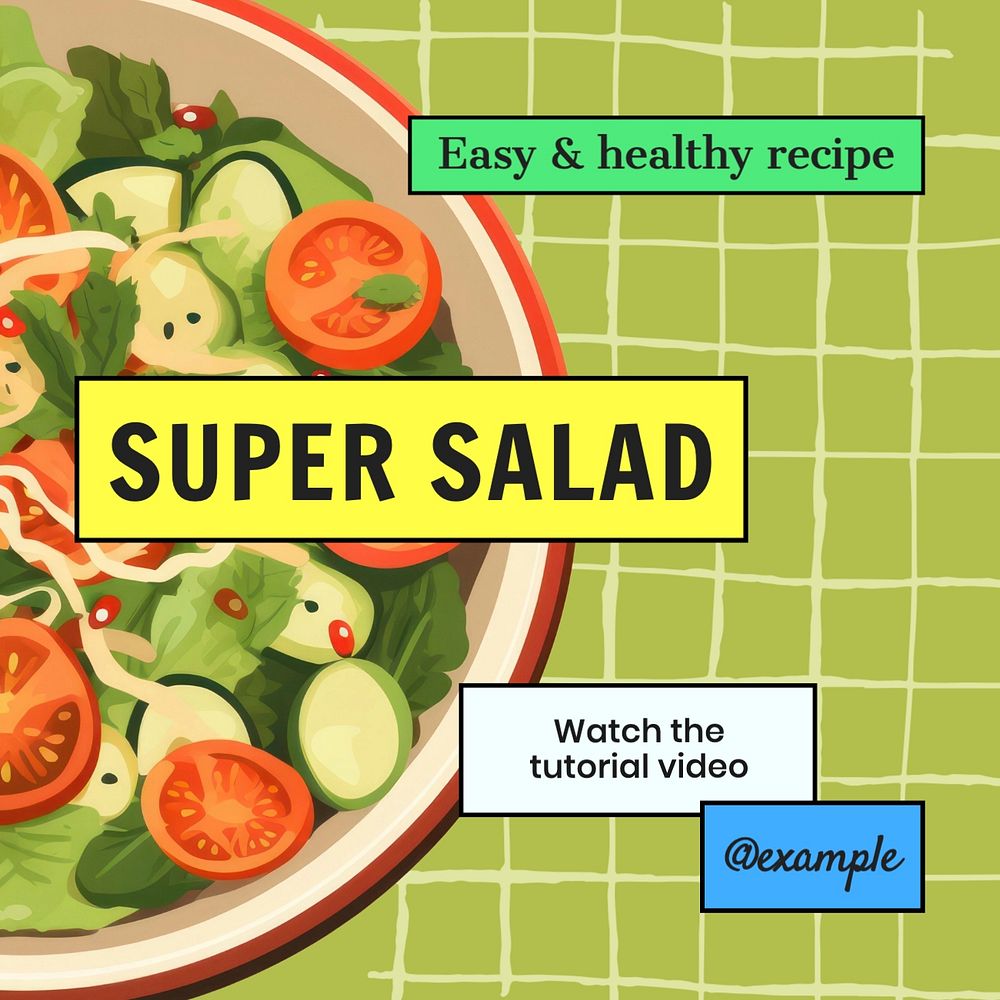 Salad recipe Instagram post template, | Premium Editable Template ...