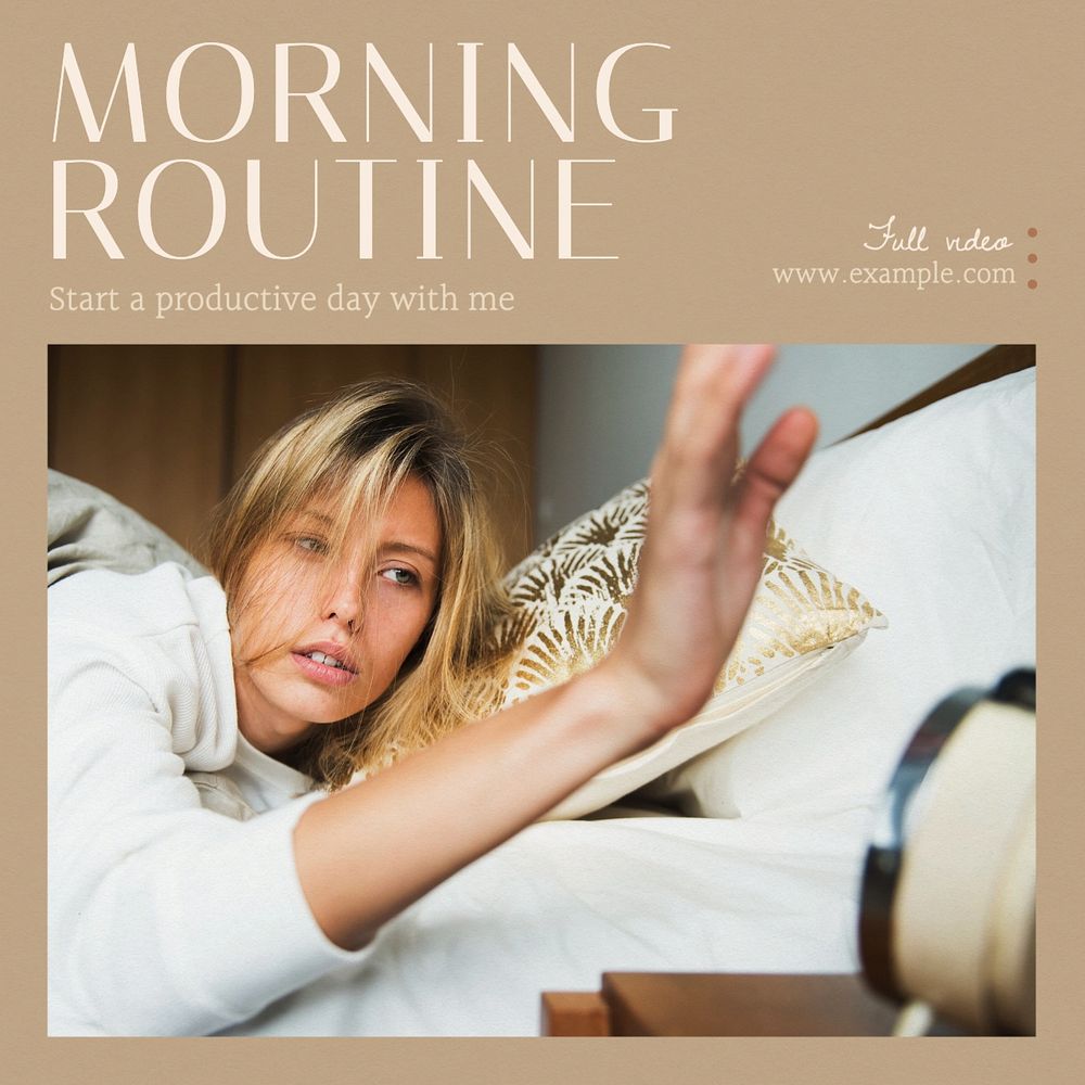 Morning routine Facebook post template, | Premium Editable Template ...