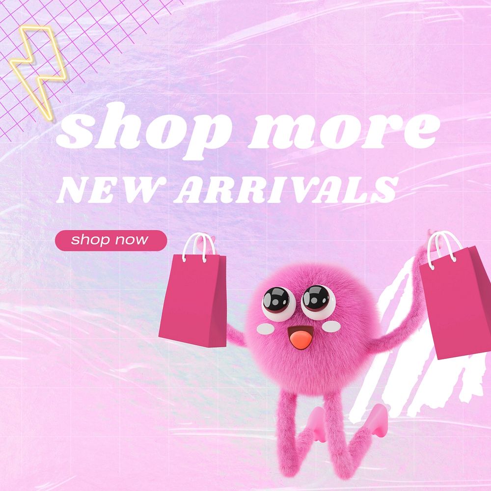 Shopping monster Instagram post template, | Premium Editable Template ...
