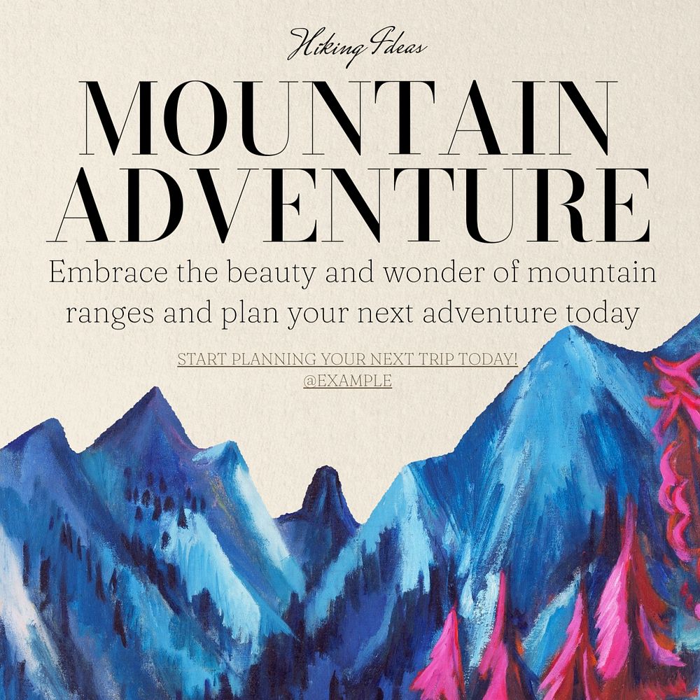 Mountain adventure Instagram post template | Premium Editable Template ...
