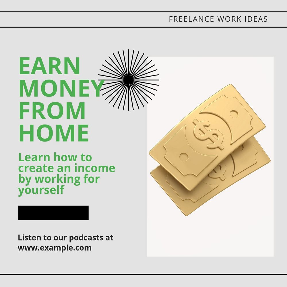 Earn money Instagram post template, | Premium Editable Template - rawpixel