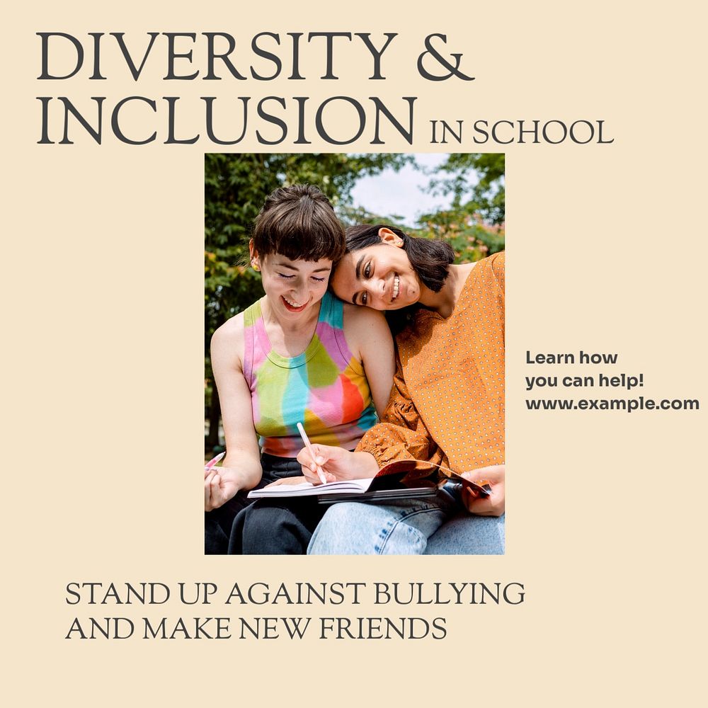 School diversity Instagram post template, | Premium Editable Template ...