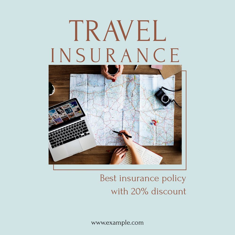 Travel insurance Instagram post template, | Premium Editable Template ...