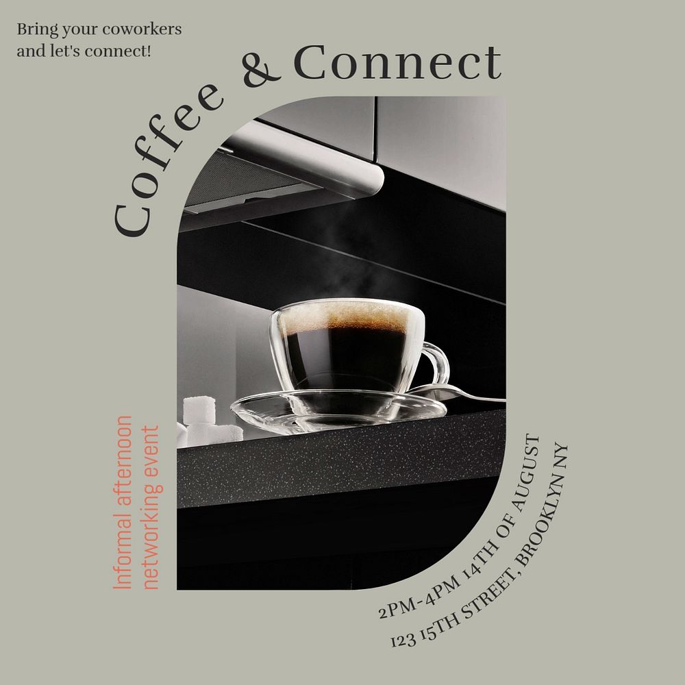 Coffee & connect Instagram post | Premium Editable Template - rawpixel