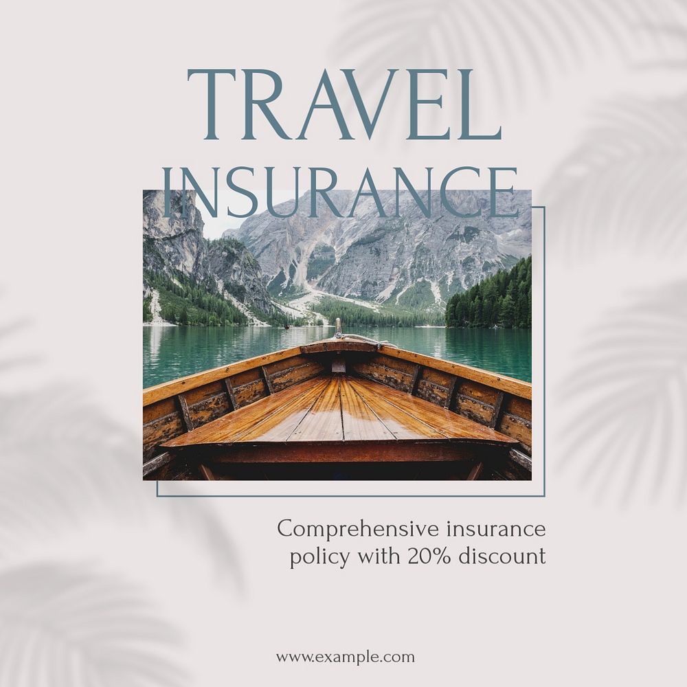 Travel insurance Instagram post template, | Premium Editable Template ...