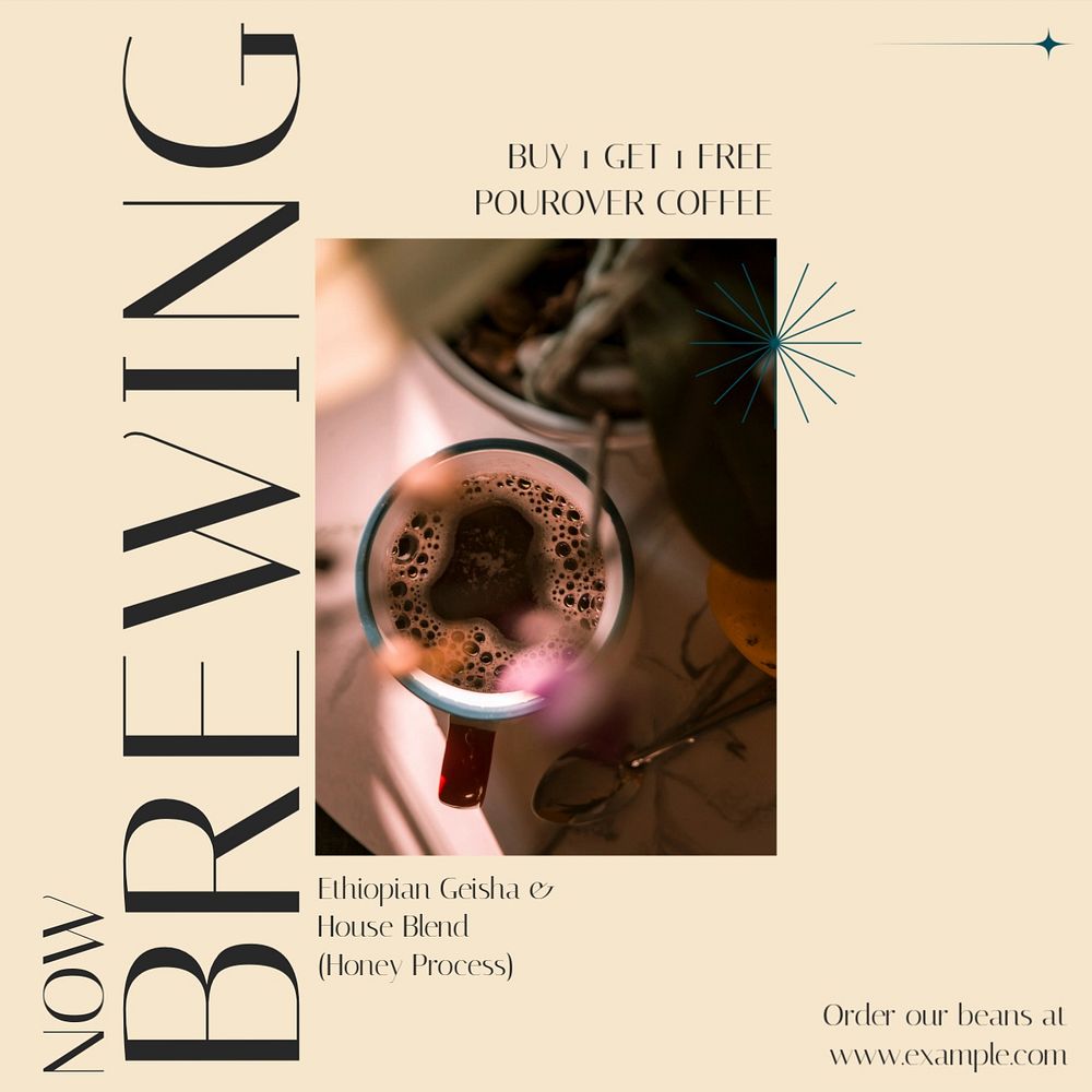 Now brewing Instagram post template, | Premium Editable Template - rawpixel