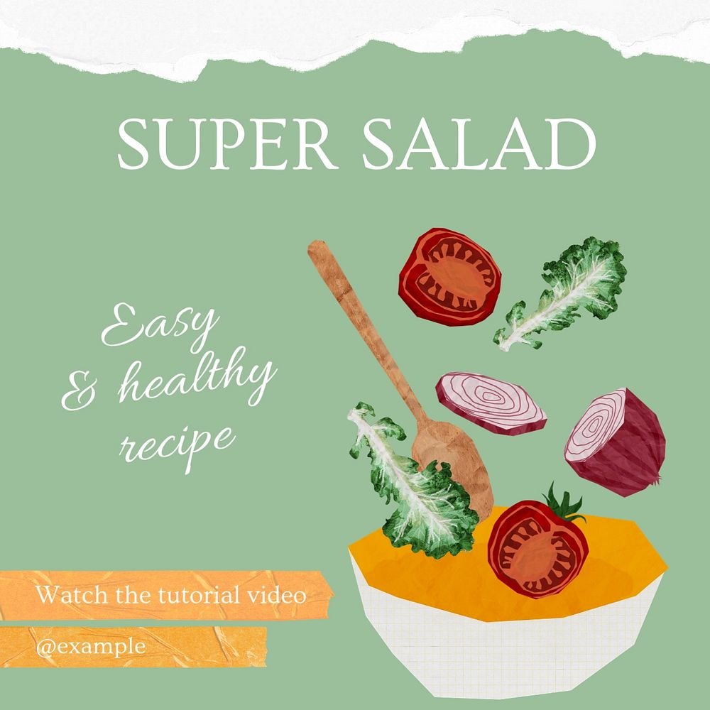 Salad recipe Instagram post template, | Premium Editable Template ...