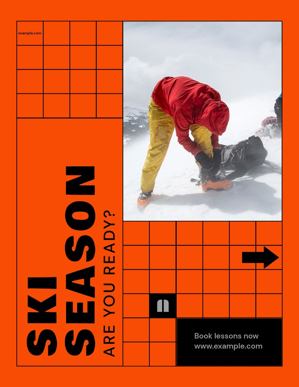 Ski lesson flyer template, editable | Premium Editable Template - rawpixel