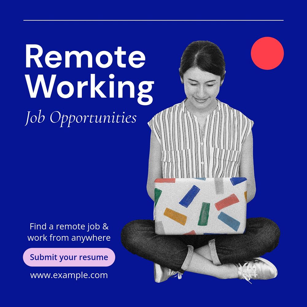 Remote working Instagram post template, | Premium Editable Template ...