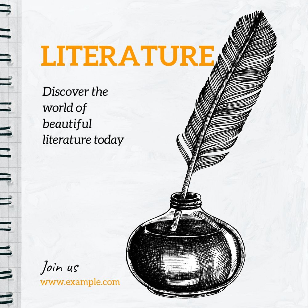 Literature Instagram post template, editable | Premium Editable ...