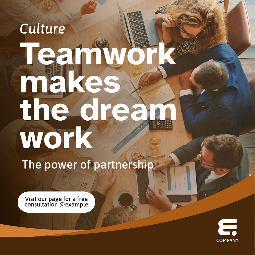 Teamwork Instagram post template, editable | Premium Editable Template ...