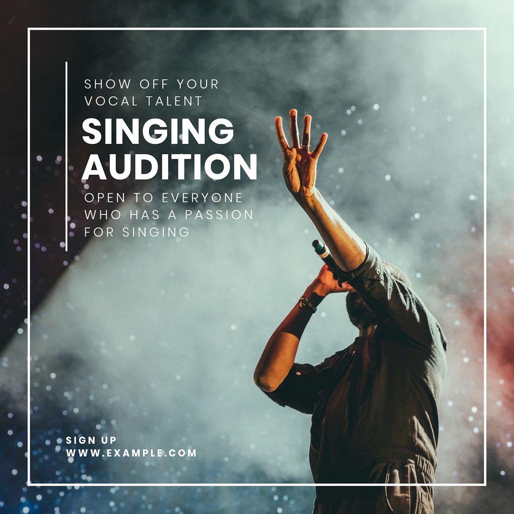 Singing audition Instagram post template, | Premium Editable Template ...