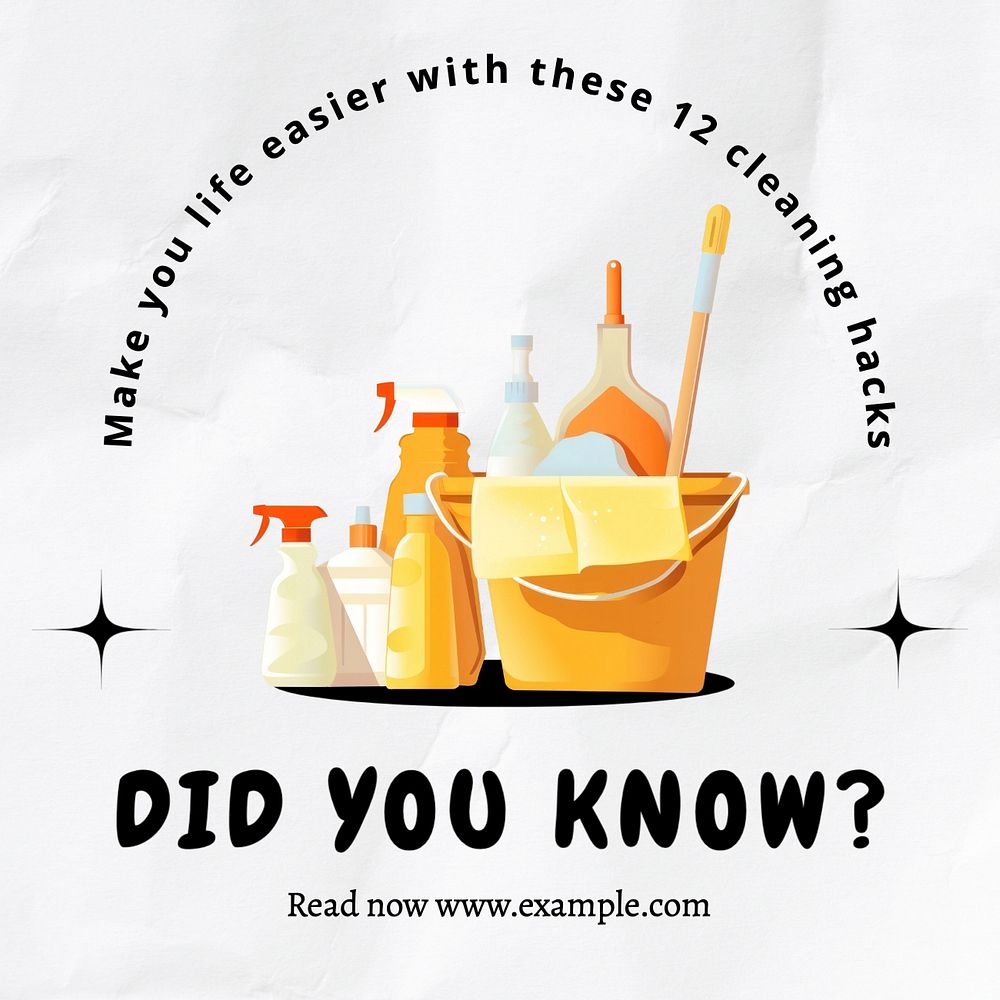 Cleaning hacks Instagram post template | Premium Editable Template ...