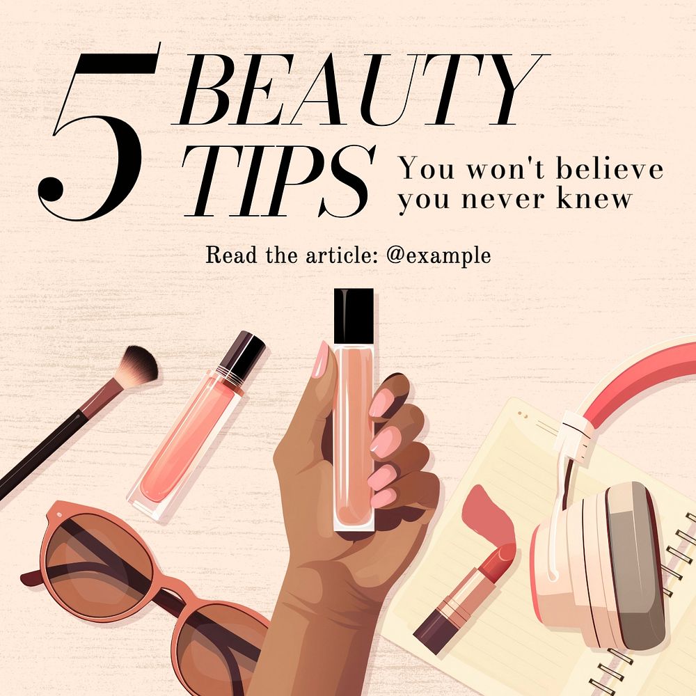 Beauty tips Facebook post template | Premium Editable Template - rawpixel