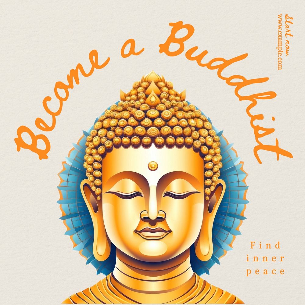 Become Buddhist Instagram post template | Premium Editable Template ...