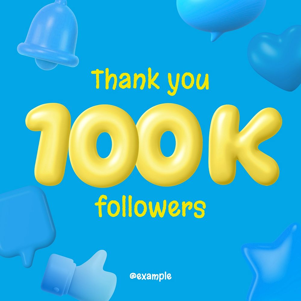 Thank you 100k followers Instagram | Premium Editable Template - rawpixel