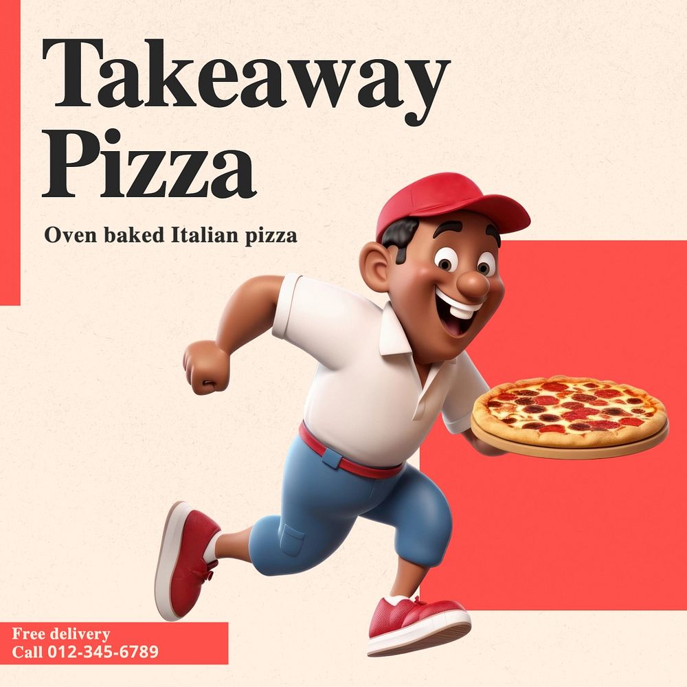 takeaway pizza Facebook post template | Premium Editable Template ...