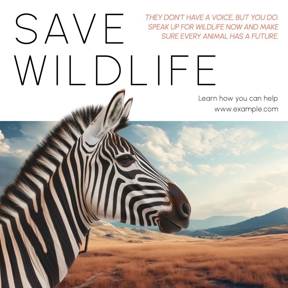 Save wildlife Instagram post template | Free Editable Template - rawpixel