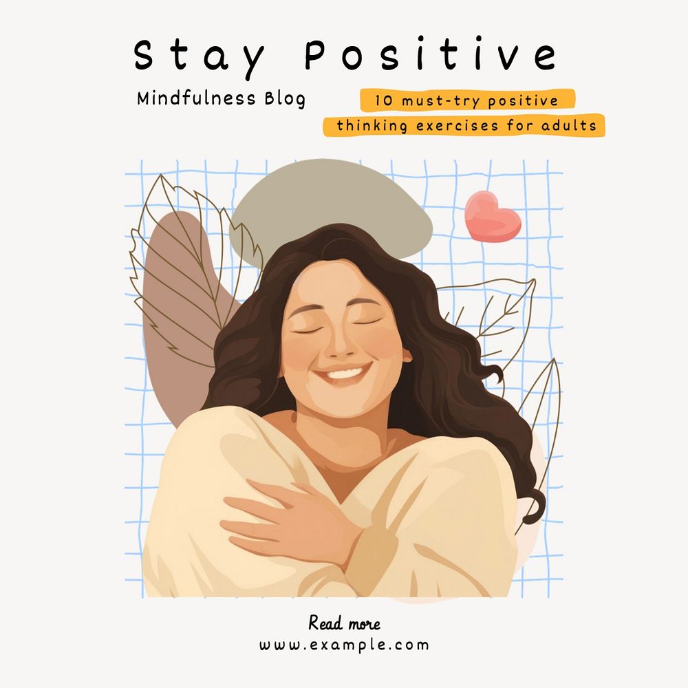 Positive thinking Facebook post template | Premium Editable Template ...