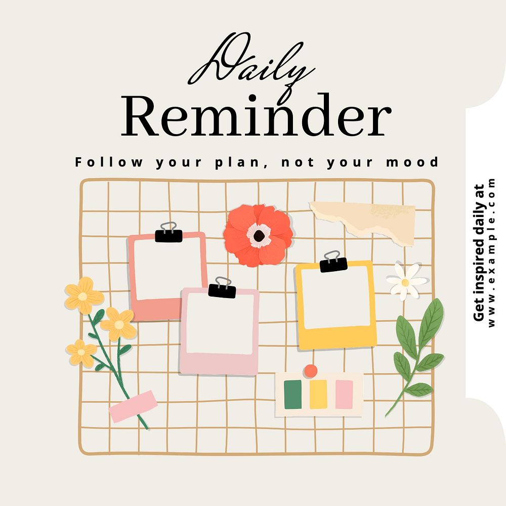 Daily reminder Instagram post template | Premium Editable Template ...