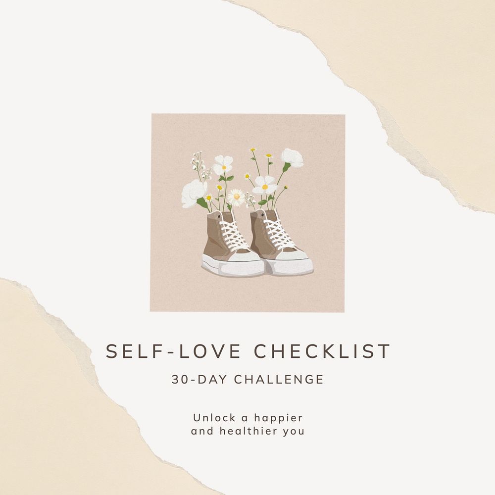 Self-love checklist Instagram post template | Premium Editable Template ...