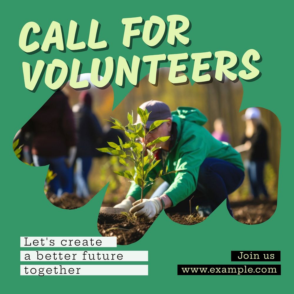 Call volunteers Instagram post template | Free Editable Template - rawpixel