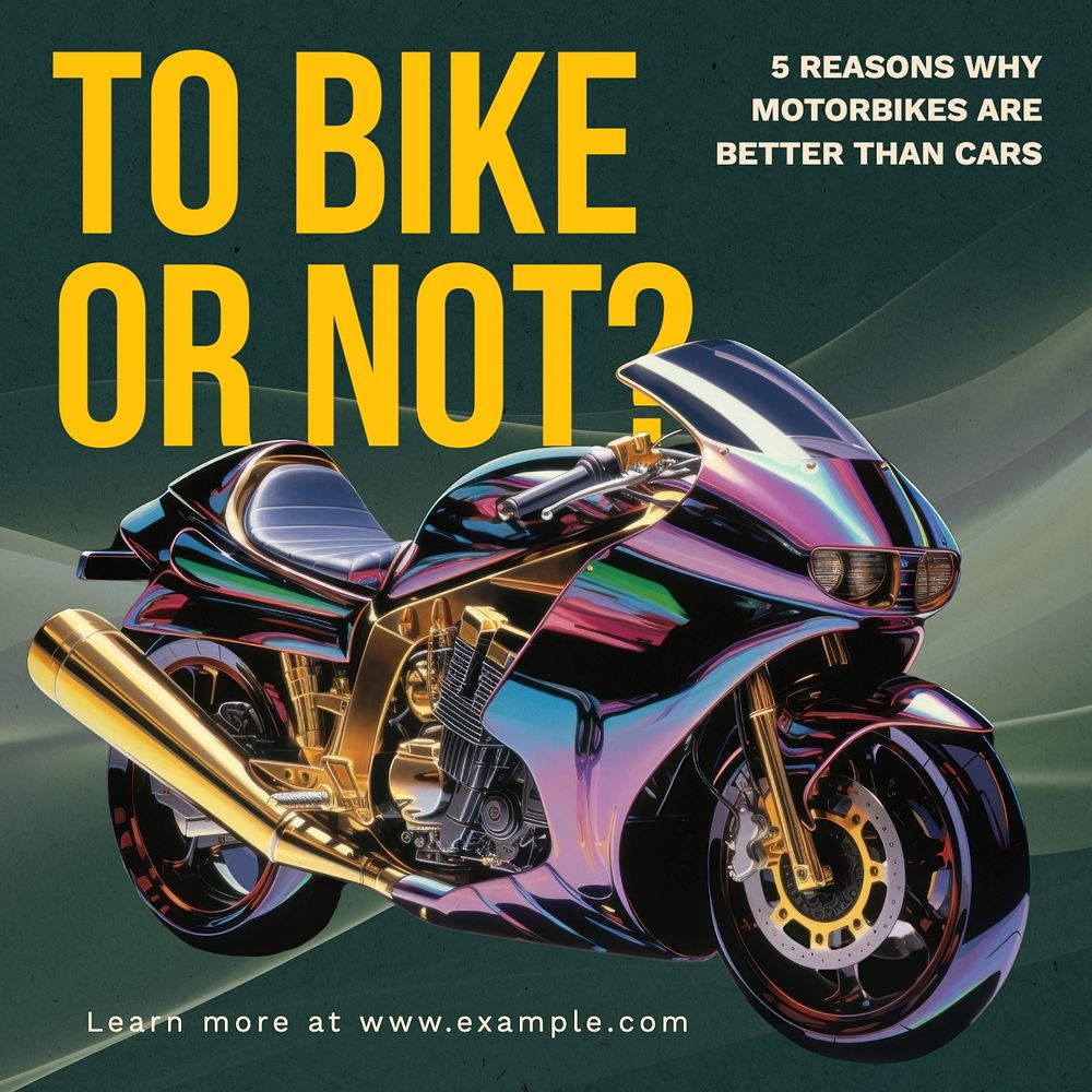 Motorbikes vs cars Instagram post | Premium Editable Template - rawpixel