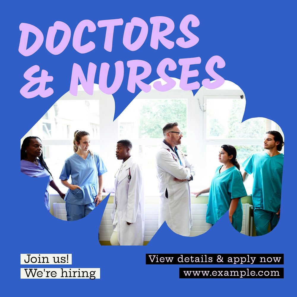 Hiring doctors & nurses Instagram | Premium Editable Template - rawpixel