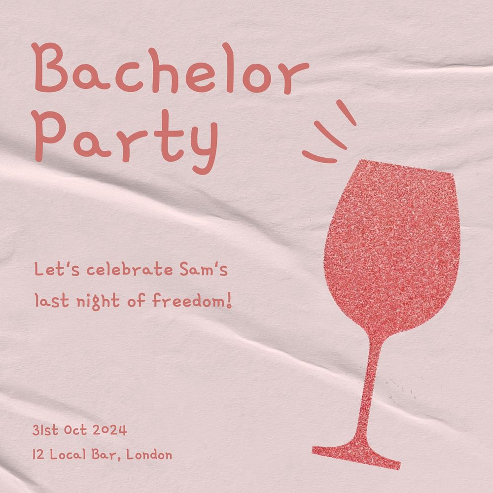 Bachelor party Instagram post template | Premium Editable Template ...