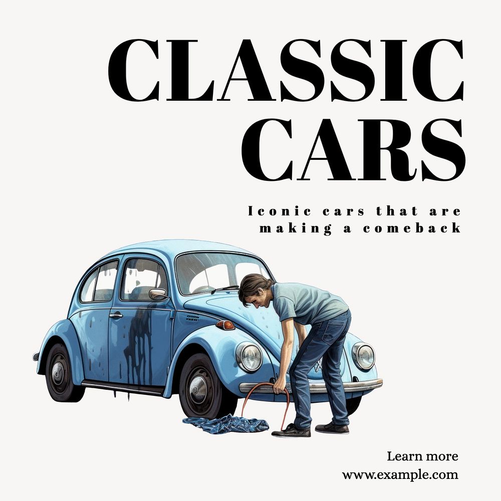 Classic cars Instagram post template | Premium Editable Template - rawpixel