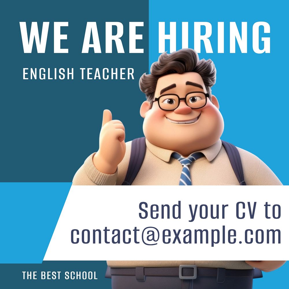 Hiring teacher Instagram post template | Premium Editable Template ...