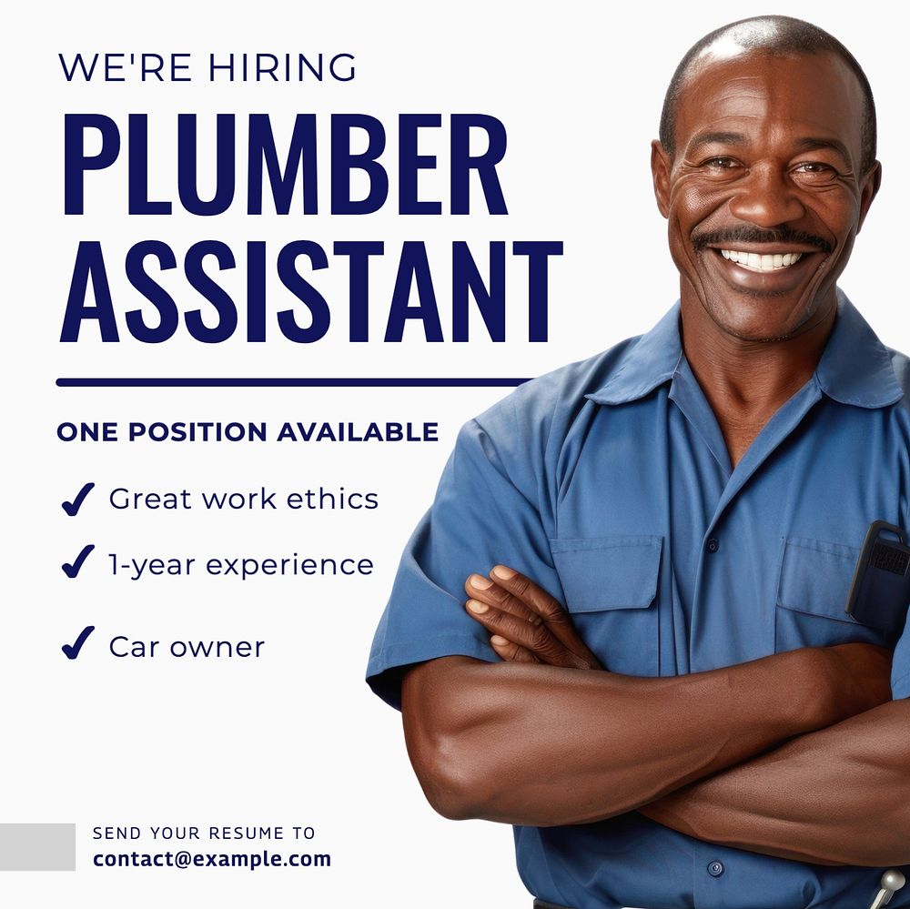 Plumber assistant Instagram post template | Premium Editable Template ...